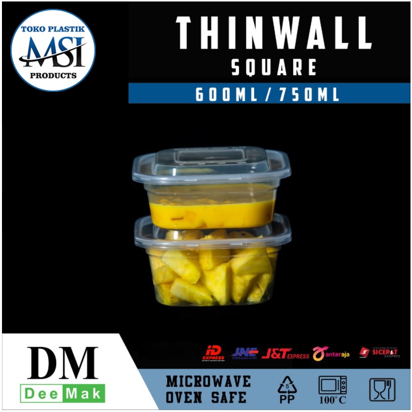 Jual Thinwall DM 600ml|750ml SQ/ Thinwall Square/ Food Container - Box ...