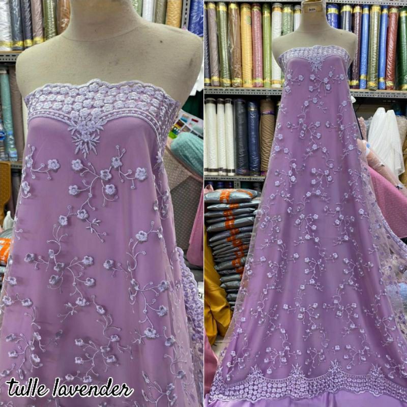 Jual Bahan Kain Tile Lace Bordir Model Daun Harga Setengah Meter ...