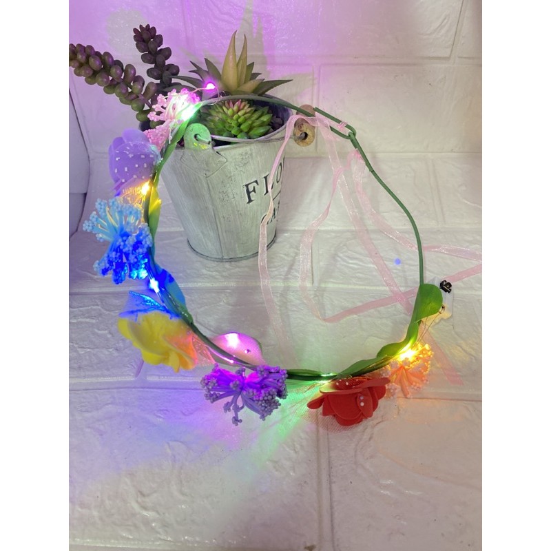 Jual FLOWER CROWN LED BANDO BUNGA BANDANA BUNGA LAMPU | Shopee Indonesia
