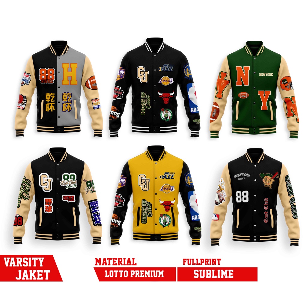 Jual JAKET BOMBER VARSITY BASKETBALL MLB & NBA BASEBALL SERIES MLB FREE ...