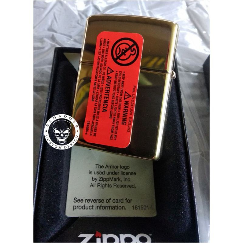 Jual KOREK API ZIPPO ORIGINAL USA GOLD ARMOR BRASS HIGH POLISH GRATIS ...
