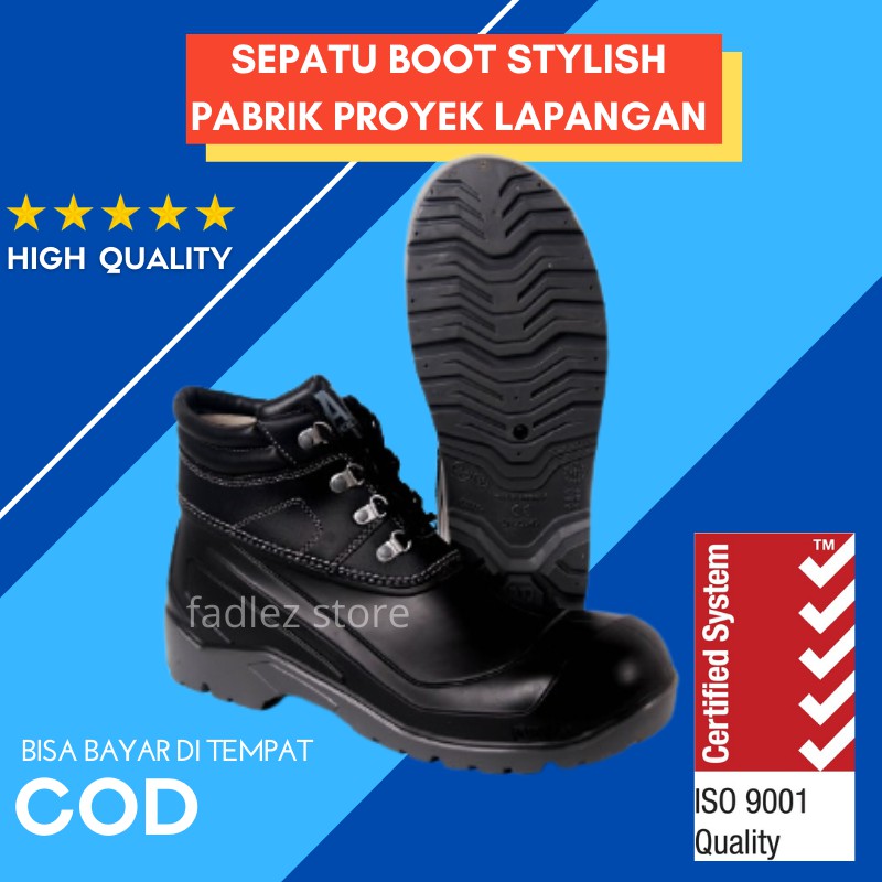 Jual Sepatu Bots Pria Spatu Bot Safety Boots Proyek Pabrik Lapangan AP ...