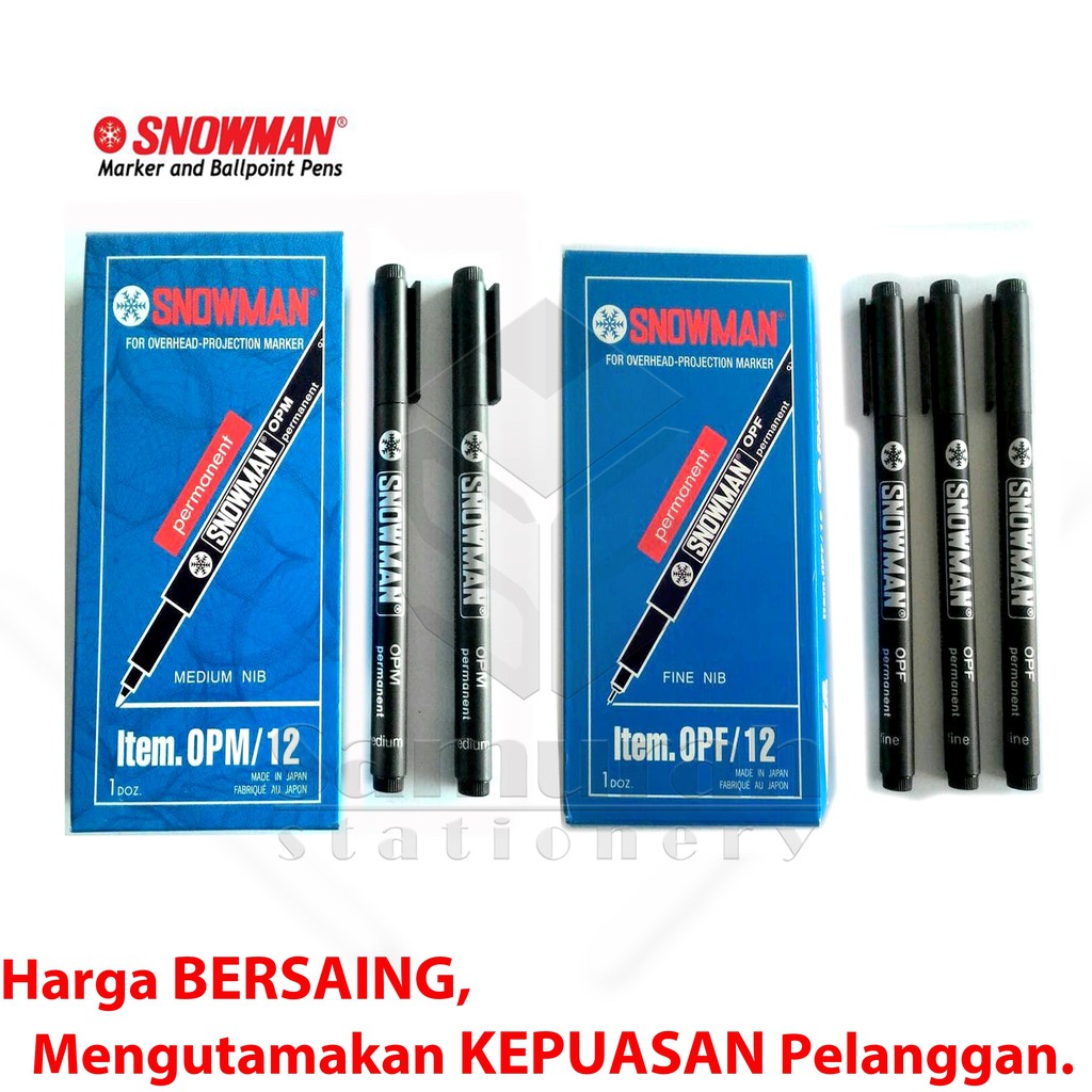 Jual Spidol Permanent Snowman Tipe OPM / OPF Drawing Pen Marker OHP | Shopee Indonesia