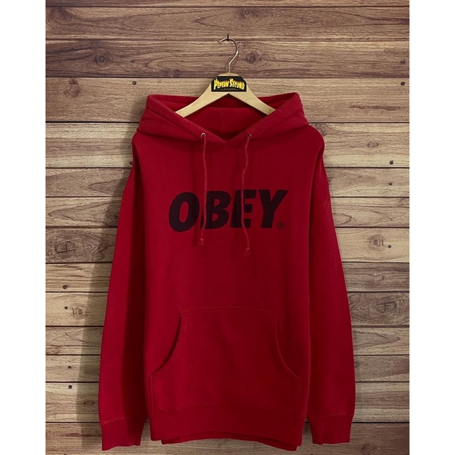 Jual hoodie obey font logo merah cabai | Shopee Indonesia