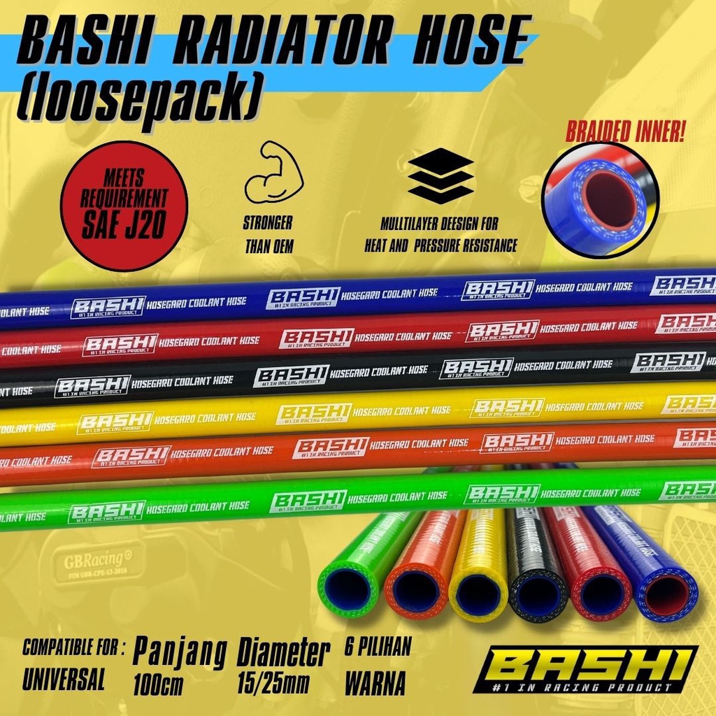 Jual BASHI Selang Radiator Racing 1 meter custom BASHI Radiator Hose ...