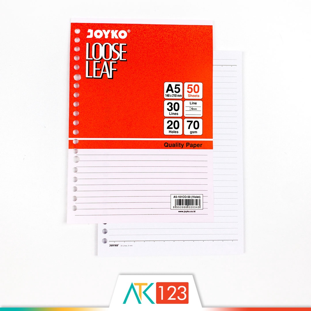 Jual Isi / Refill Kertas Binder / Loose Leaf Warna / Color A5 , 20 Holes isi 50 Lembar Joyko ...