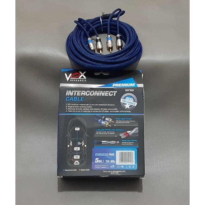 Jual Kabel RCA 5 M VOX RESEARCH Premium Blue Series Interconnect Cable ...