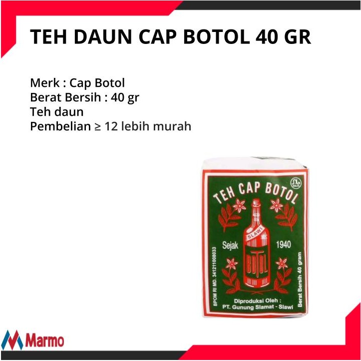 Jual TEH DAUN CAP BOTOL 40 GR | Shopee Indonesia