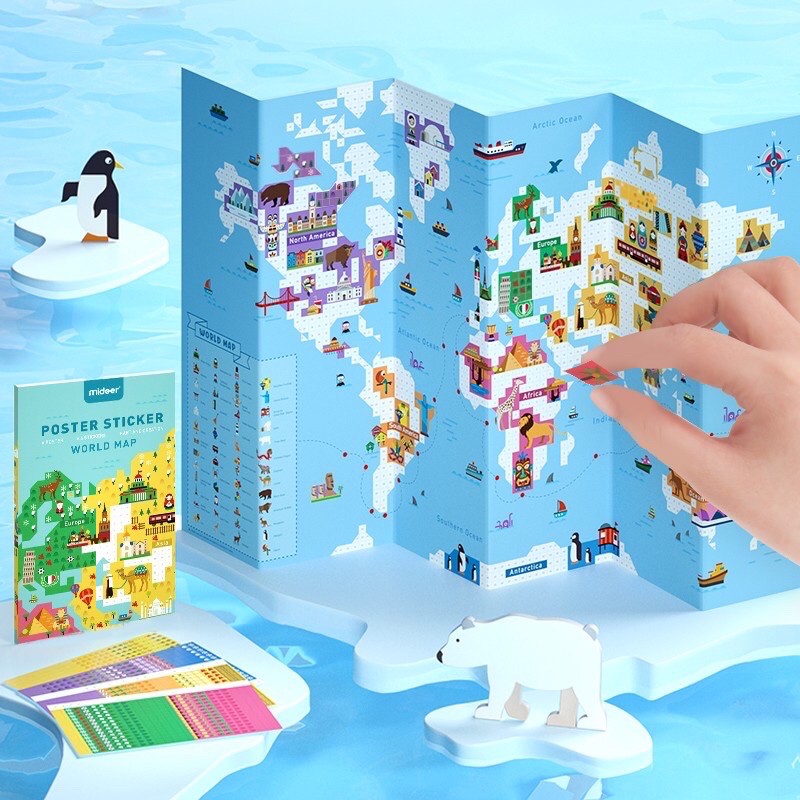 Jual Mideer Poster Sticker World Map - Mainan Edukasi Anak Peta Dunia ...