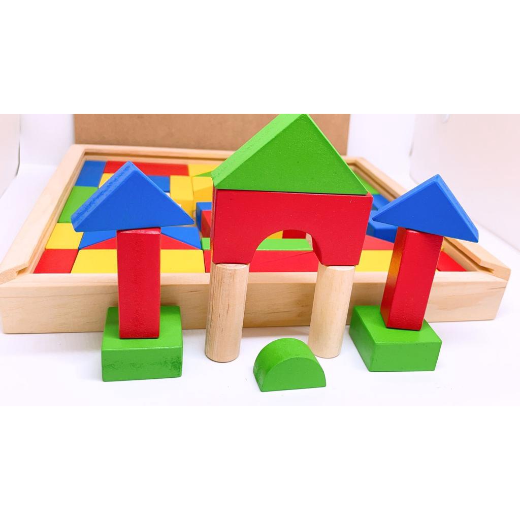 Jual CITY BLOCK 30 PCS balok kayu mainan anak warna warni | Shopee ...