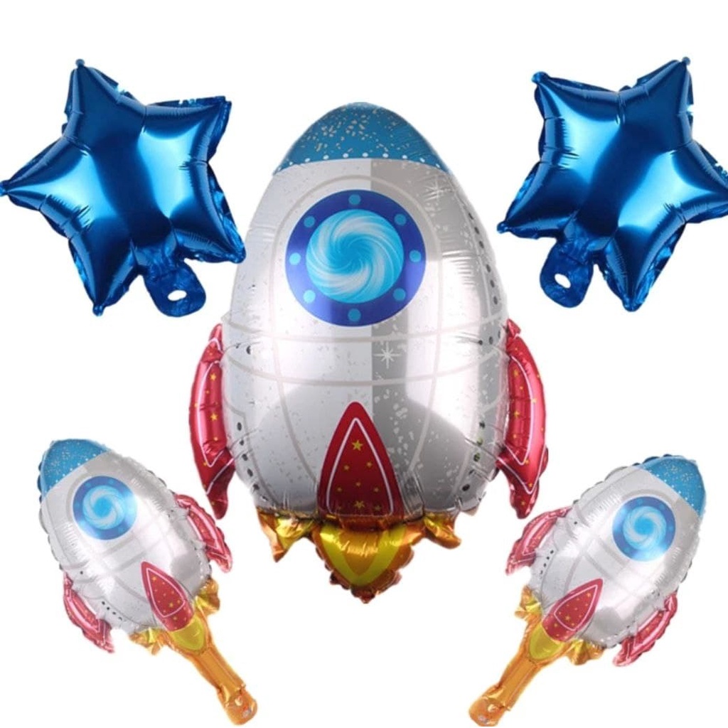 Jual paket balon foil anak laki astronot roket ufo angka| bulan bintang ...