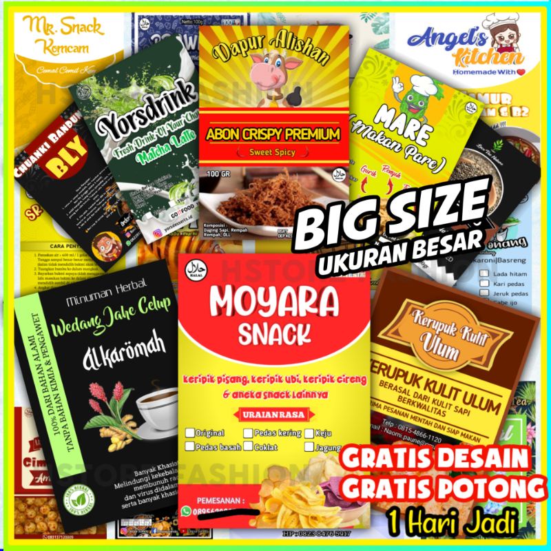 Jual CETAK STIKER LABEL MAKANAN UKURAN BESAR DESAIN GRATIS | Shopee ...