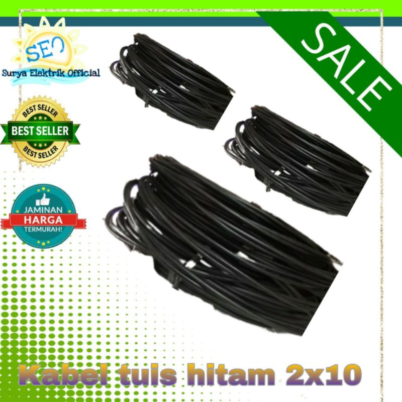 Jual Kabel hitam nyx / kabel tuis 2x10 meteran | Shopee Indonesia