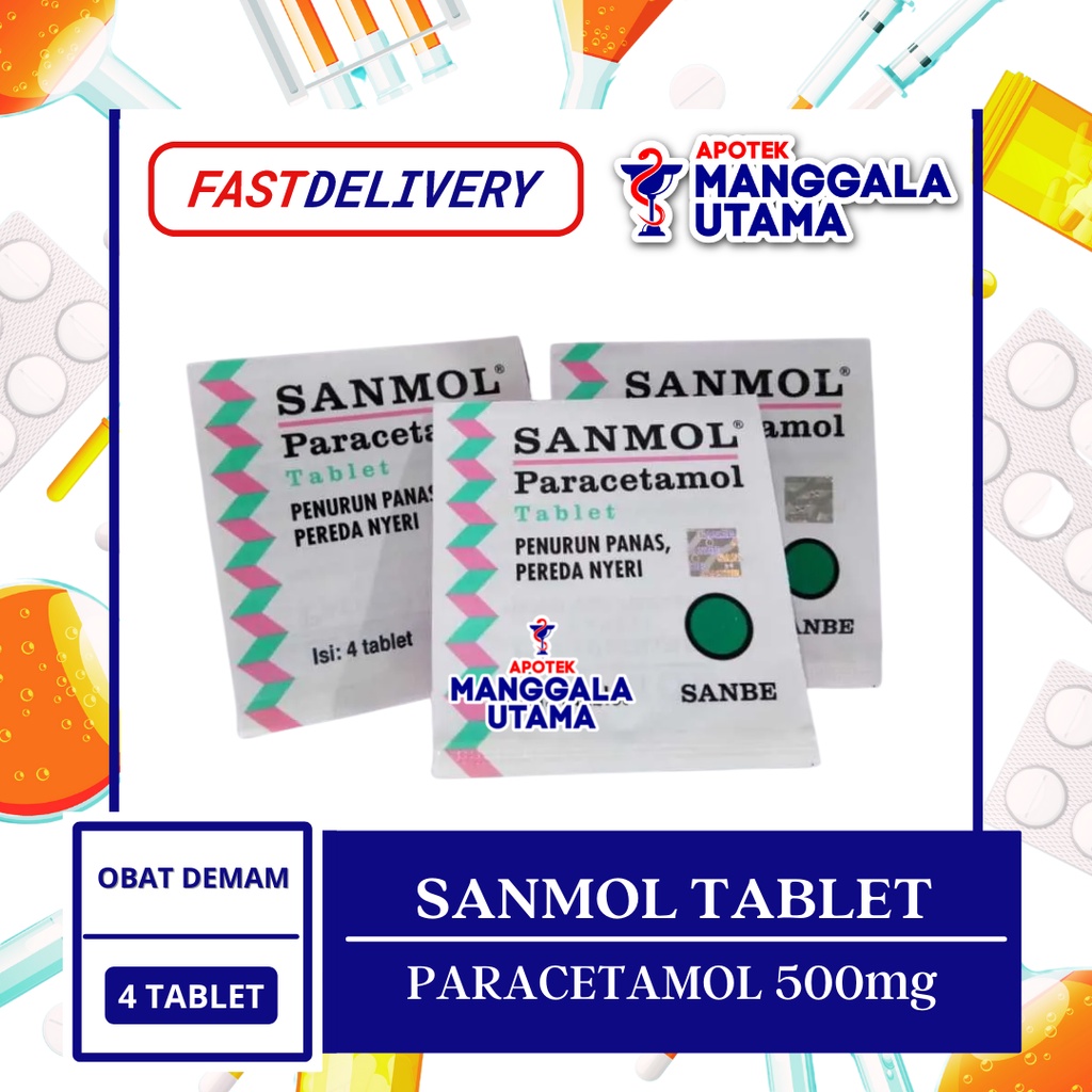 Jual SANMOL TAB 500 MG PER STRIP ISI 4 TABLET | Shopee Indonesia