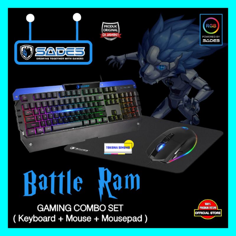 Jual SADES BATTLE RAM Keyboard Mouse Gaming Combo Set Original | Shopee ...
