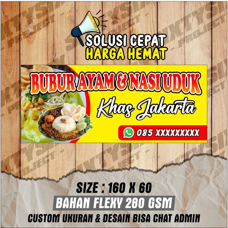 Jual Cetak SPANDUK/BANNER BUBUR AYAM 160 X 60 | Shopee Indonesia