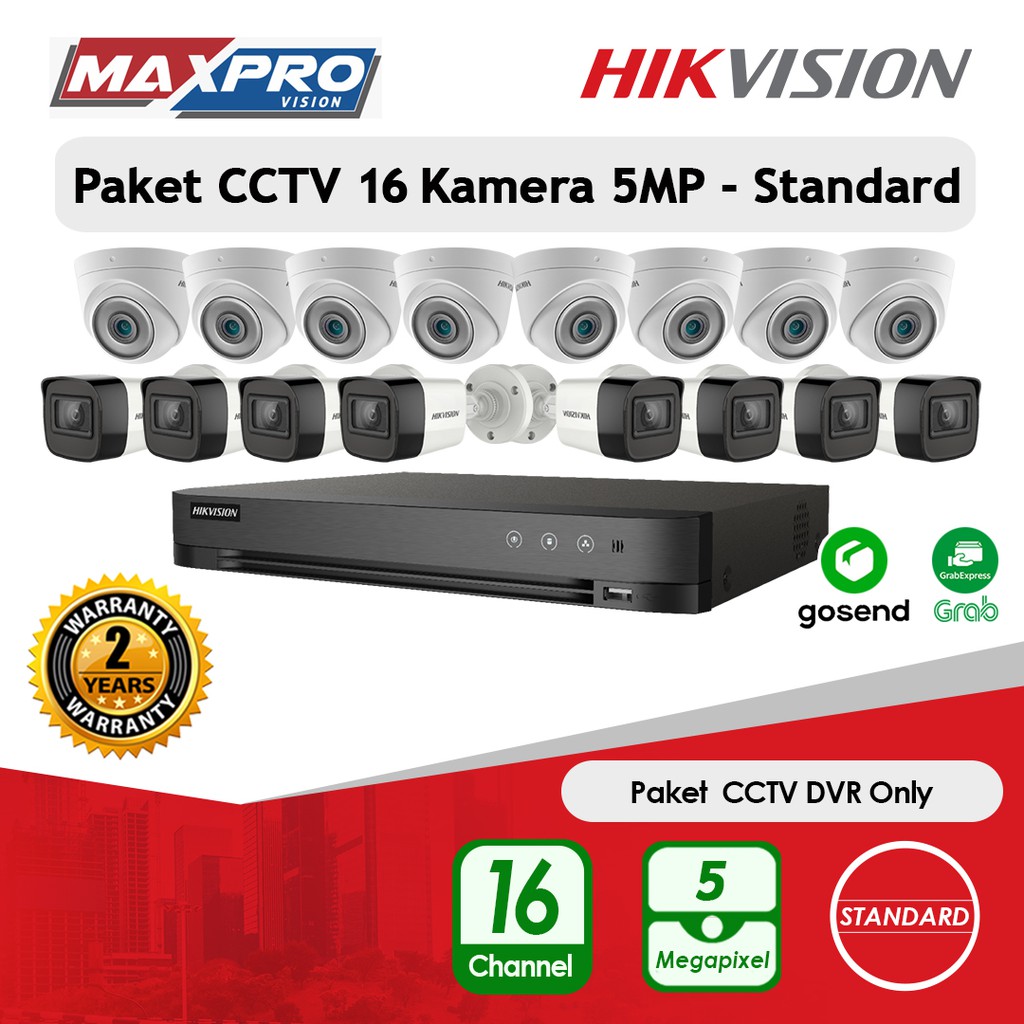Jual PAKET CCTV 16 CAMERA 5MP STANDARD HIKVISION - CCTV DVR ONLY | Shopee Indonesia