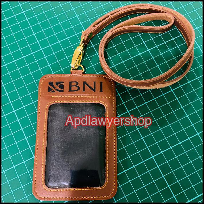 Jual Name Tag Id Card Tali Kulit Bni Bumn 4 Slot Bisa Custom Logo Lain ...