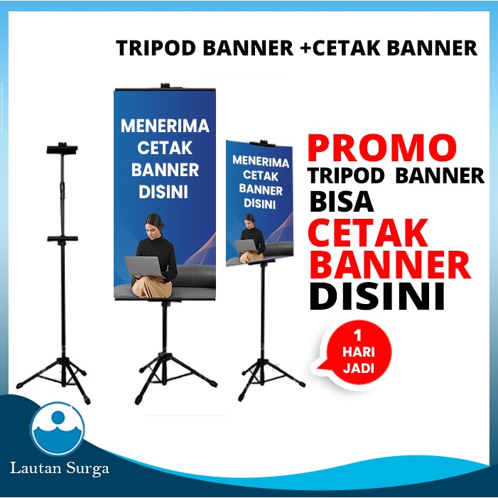 Jual Tripod Banner Plus Cetak Flexi Ukuran Banner 1 Meter (Bisa 2 sisi ...