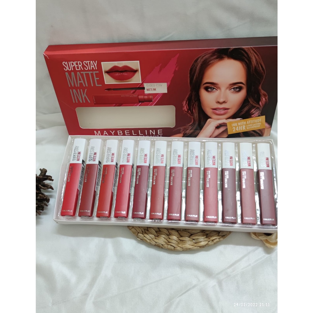 Jual (LUSIN / 1 BOX PALLETE) LIPCREAM MAYBELLINE BARCODE 12 COLLOR ...