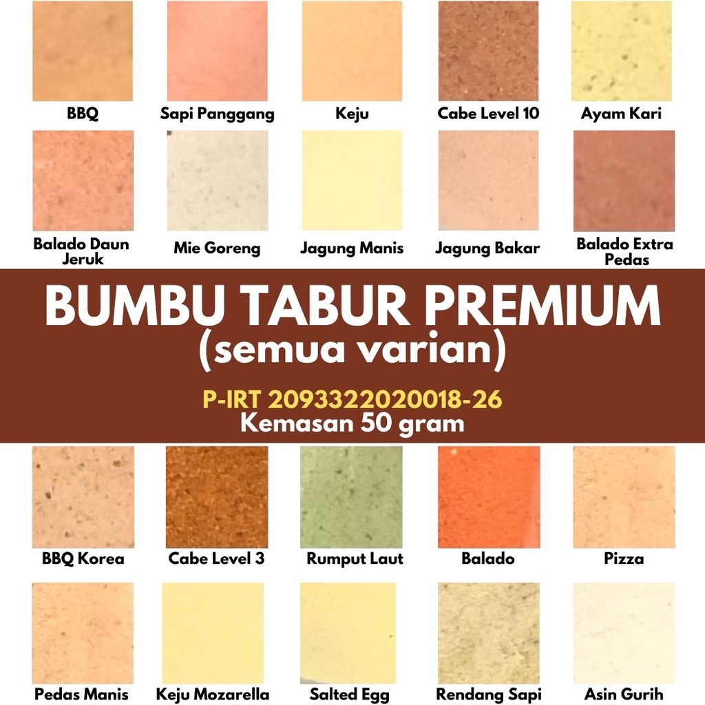 Jual Bumbu Tabur Premium Bubuk Tabur Bumbu Keripik Kentang Lidi Ayam Makaroni Jamur Tahu ...