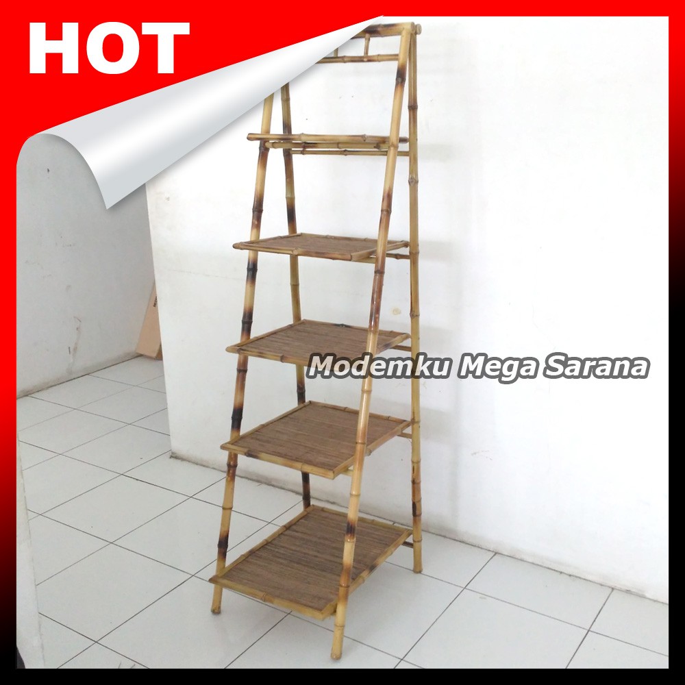 Jual Rak Bambu Cendani Knock Down - Sudut 5 Tingkat | Shopee Indonesia
