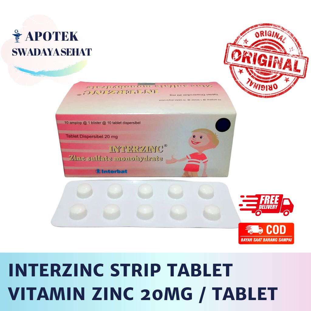 Jual INTERZINC STRIP Tablet - Vitamin Zink 20MG / Tablet Suplemen ...