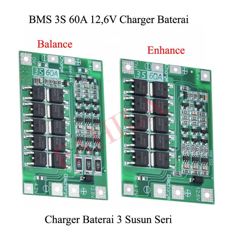 Jual BMS 3S 60A Balance Enhaced 12,6v Charger Baterai Lithium-ion 18650 ...