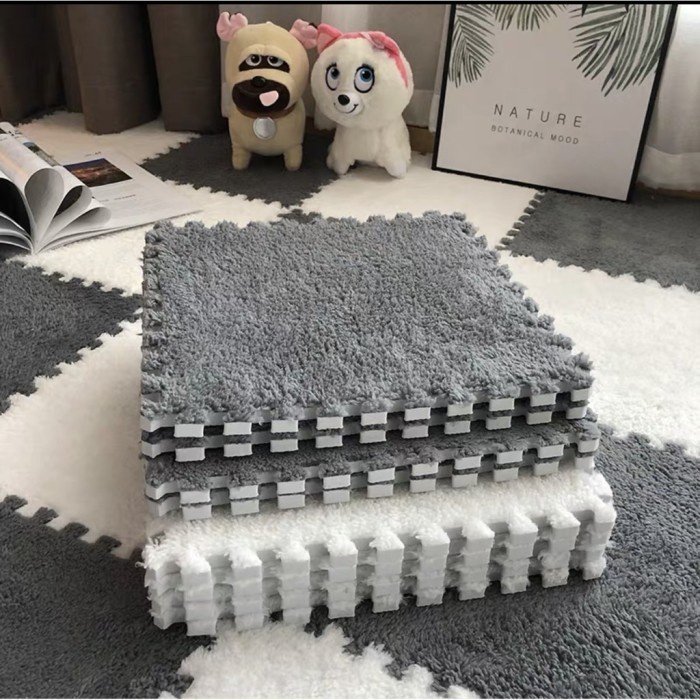 Jual YH KARPET LANTAI PUZZLE DEKORASI KESET RUMAH UKURAN 30X30 CM BULU ...