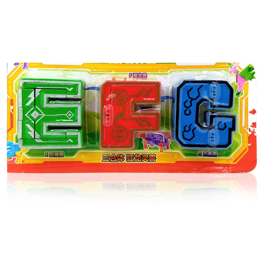 Jual Robot Dino Huruf Alphabet EFG Berubah Bentuk Menjadi Dinosaurus ...