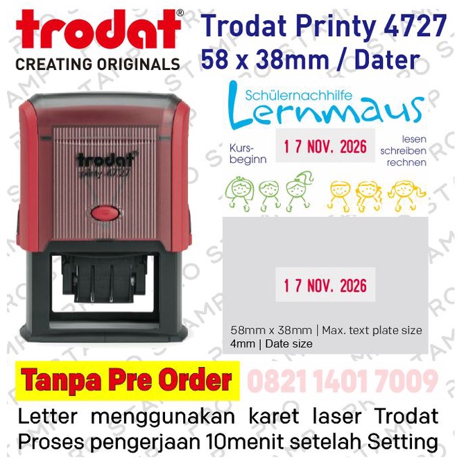 Jual Stempel Otomatis Custom + Tanggal Trodat 4727 (Ukuran 60x40 mm ...