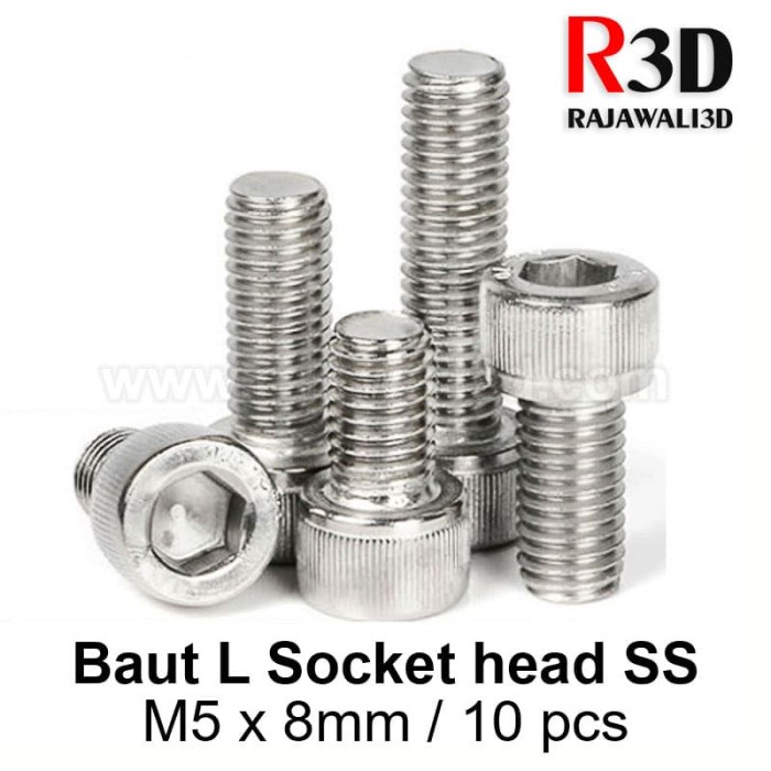 Jual Baut L Screw Socket Head Cap M5 x 8mm 10pcs Stainless | Shopee ...