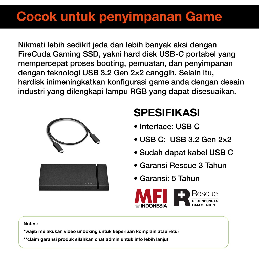 Jual Seagate FireCuda Gaming SSD Eksternal NVMe SSD 2TB USB-C | Shopee ...