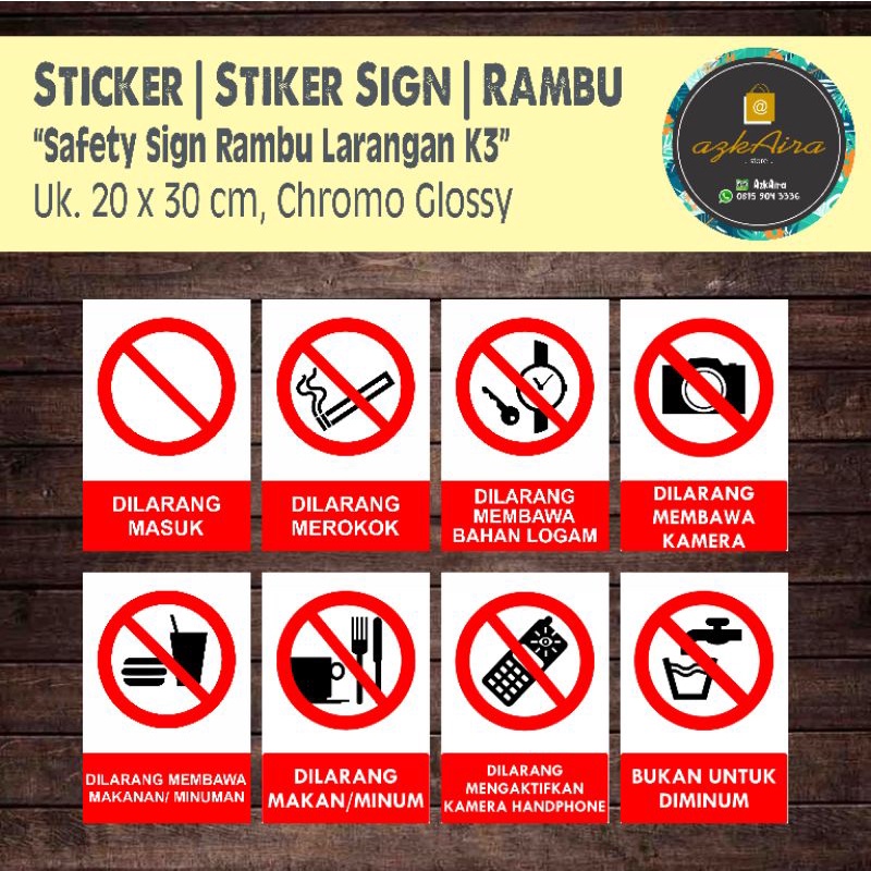 Jual Sticker Stiker Safety Sign Rambu K3 Larangan- Ukuran : 20x30 cm ...
