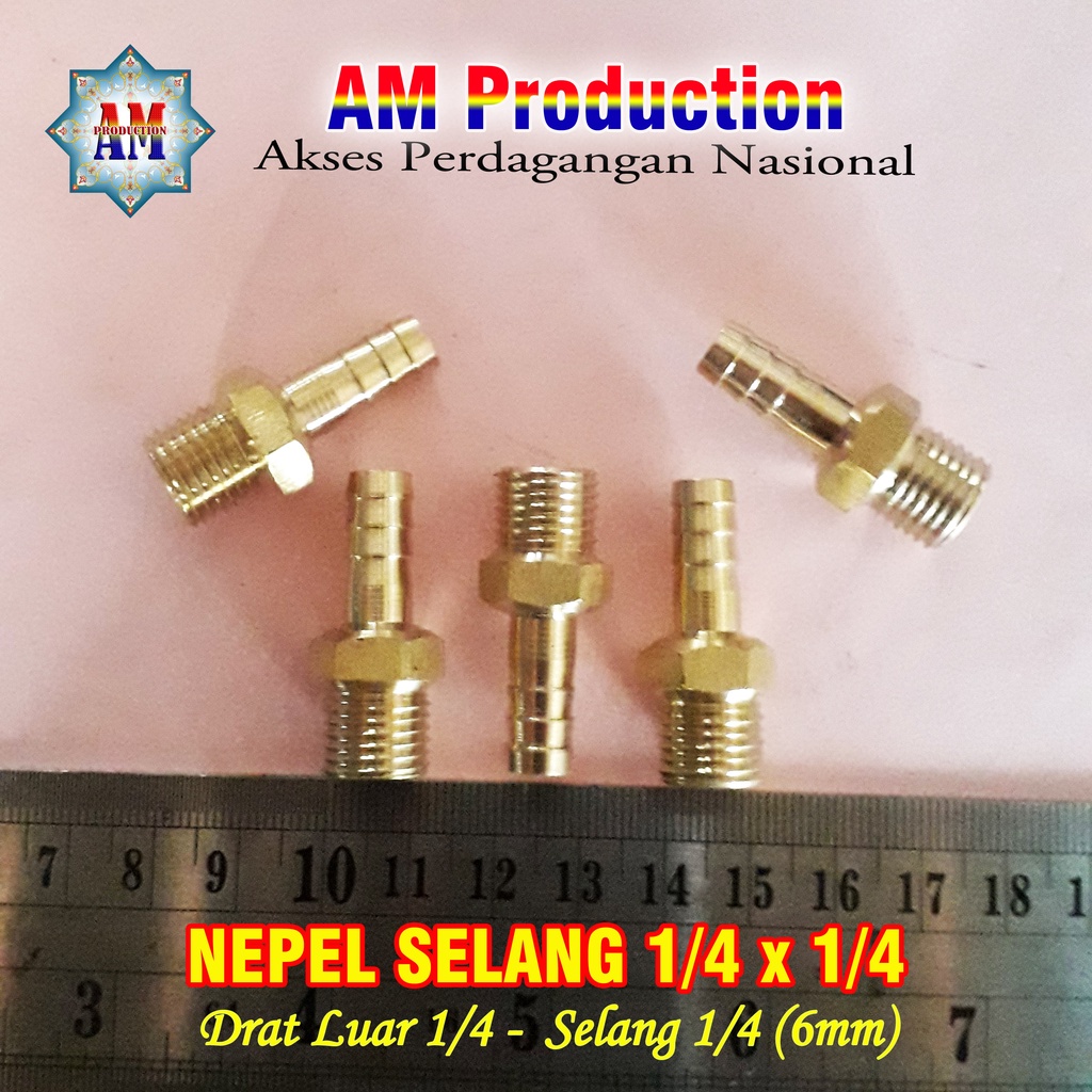 Jual Nepel Selang 1/4x1/4, Nepel Selang Kuningan, Hose Neaple, Drat ...