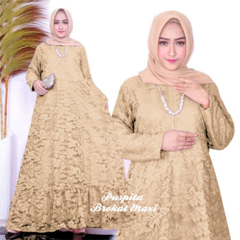 Jual Gamis Gede Terbaru SIZE L XL XXL 5XL LD 140 Maxi Dress Full Brukat Busui Murah Maxi Dress ...