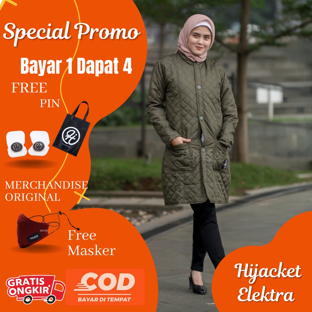 Jual Hijacket Belva Jaket Parasut wanita hijab Panjang bahan micro ...