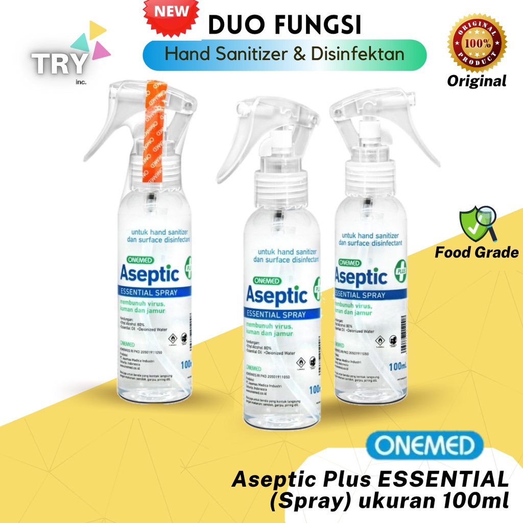 Jual ONEMED Aseptic Plus ESSENTIAL Hand Sanitizer & Disinfektan Spray ...