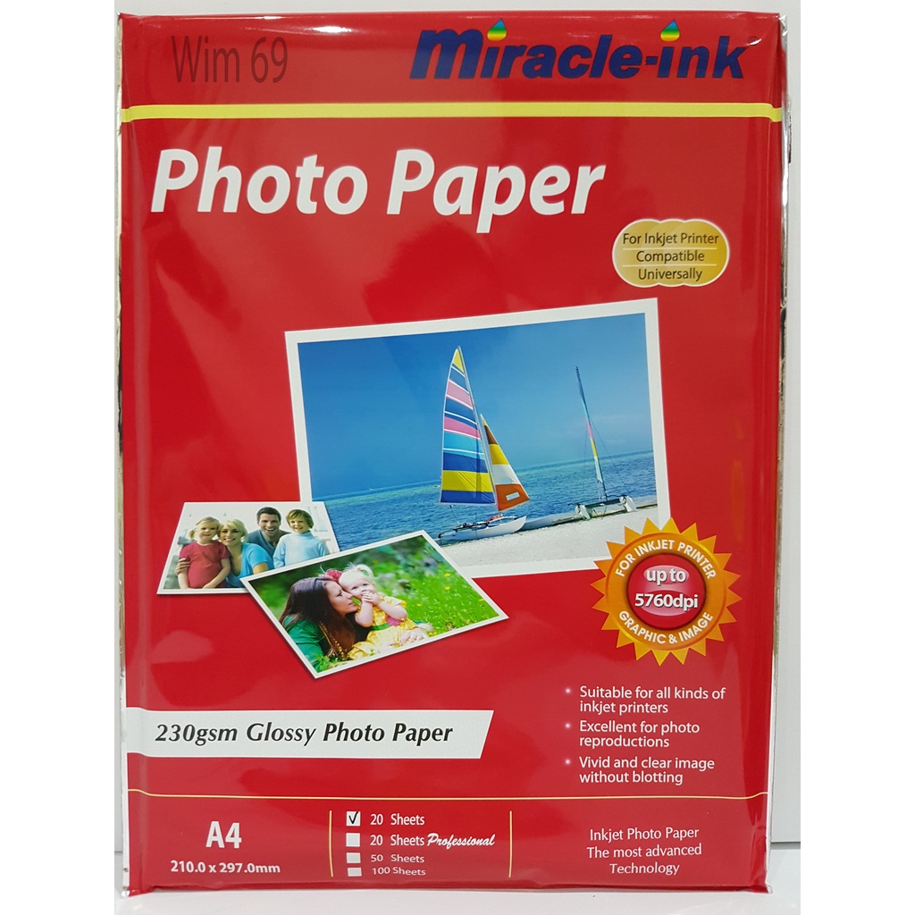 Jual Kertas Foto / Photo Paper 230 Gr Gsm A4 Glossy Paper Miracle ...