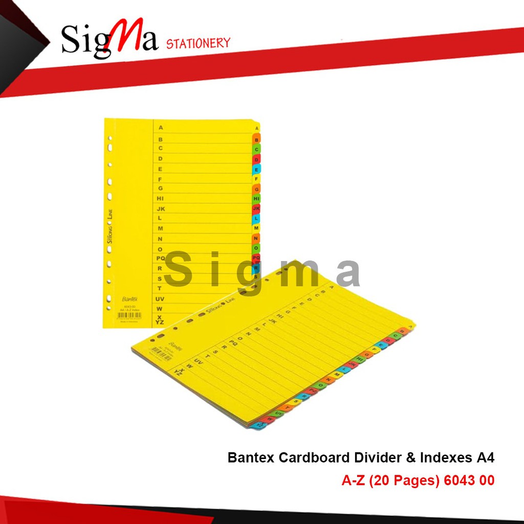 Jual Bantex Cardboard Divider & Indexes A4 A-Z (20 Pages) 6043 00 ...