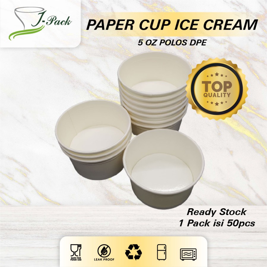 Jual PAPER ICE CREAM CUP 5 OZ COLD / DPE POLOS - PER 50 PCS | Shopee ...
