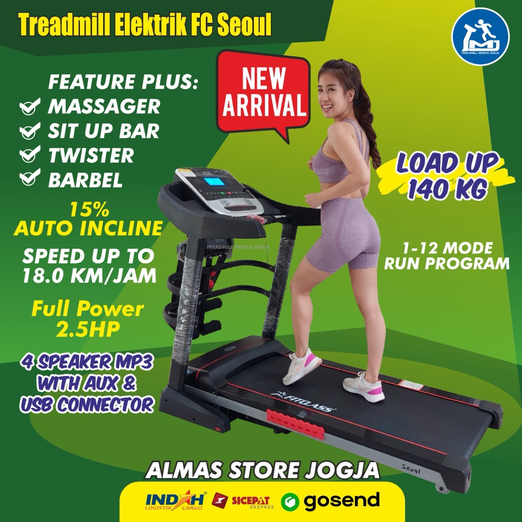 Jual Alat Olahraga treadmill elektrik alat fitness 4 fungsi fitclass fitnes gym lari FC SEOUL ...