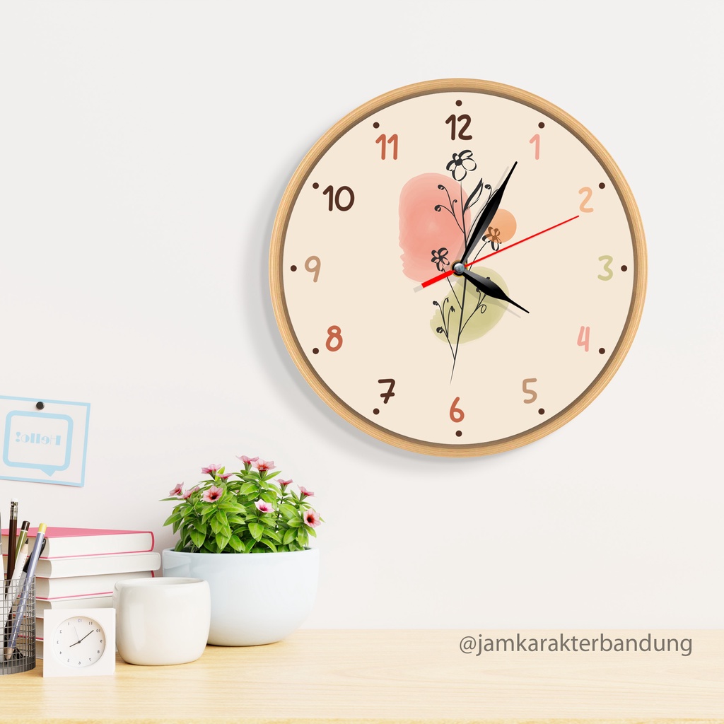 Jual Jam Karakter Bandung - Jam Dinding Custom Gambar Bunga Aesthetic ...
