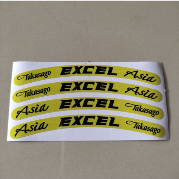 Jual stiker print list velg takasago excel Asia warna kuning | Shopee ...