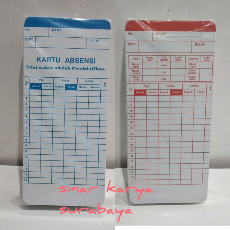Jual Kartu Absensi Amano Ex 3500N Ex 9000 Kertas Tipis Isi 100 Lembar ...