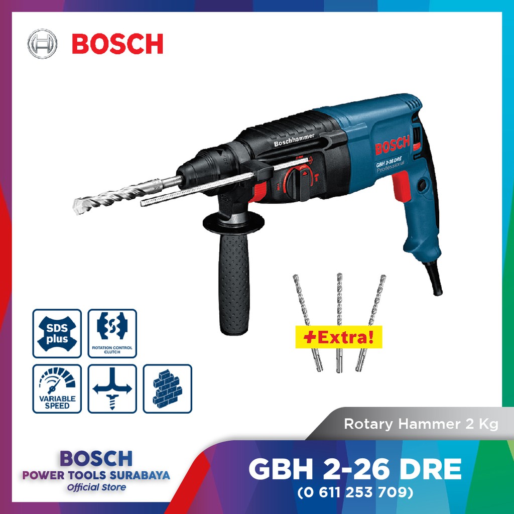 Jual Mesin Bor Beton Bosch GBH 2-26 DRE / Rotary Hammer & Demolition | Shopee Indonesia