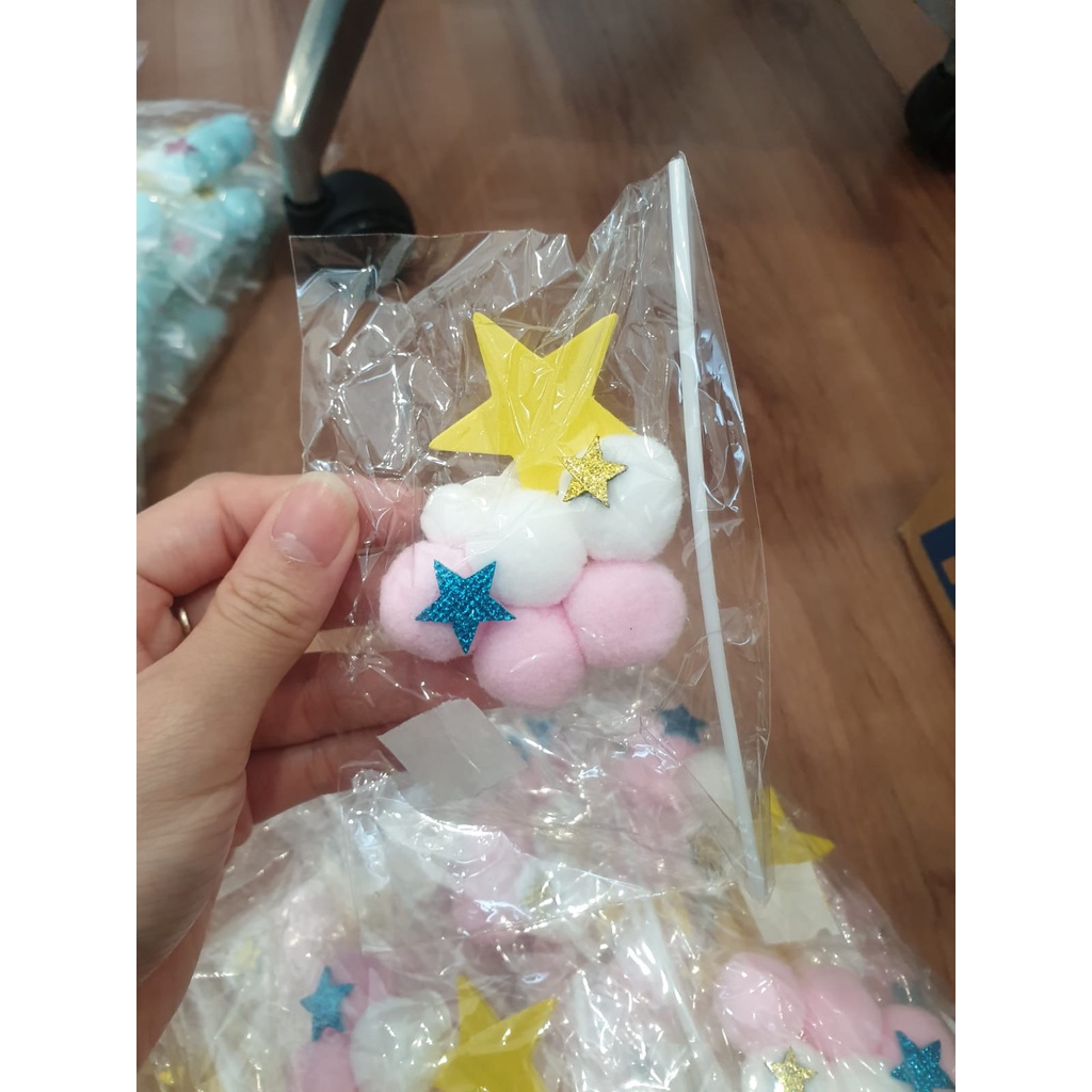 Jual Cake Topper Pom Awan&Bintang - Dekorasi Kue Ulang Tahun | Shopee ...