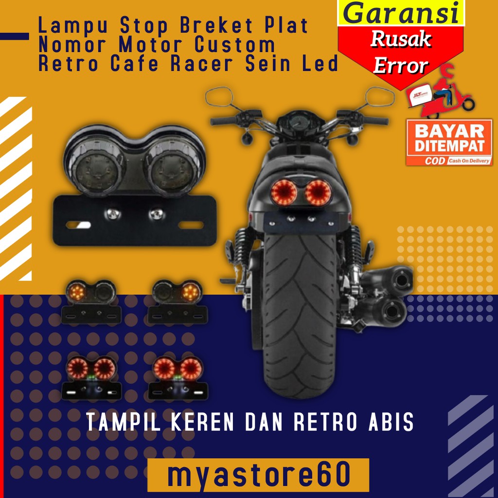 Jual Lampu Stop Rem Belakang Sen Sein Breket Plat Nomor Motor Custom ...