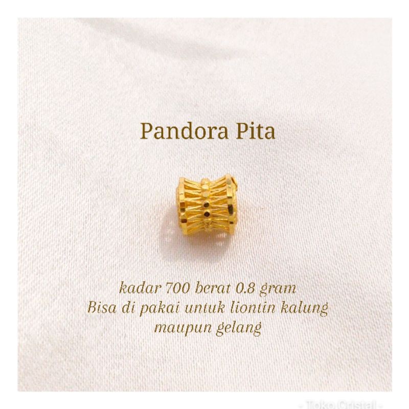 Jual Liontin Pandora Tabung Pita elegant minimalis modern emas asli ...