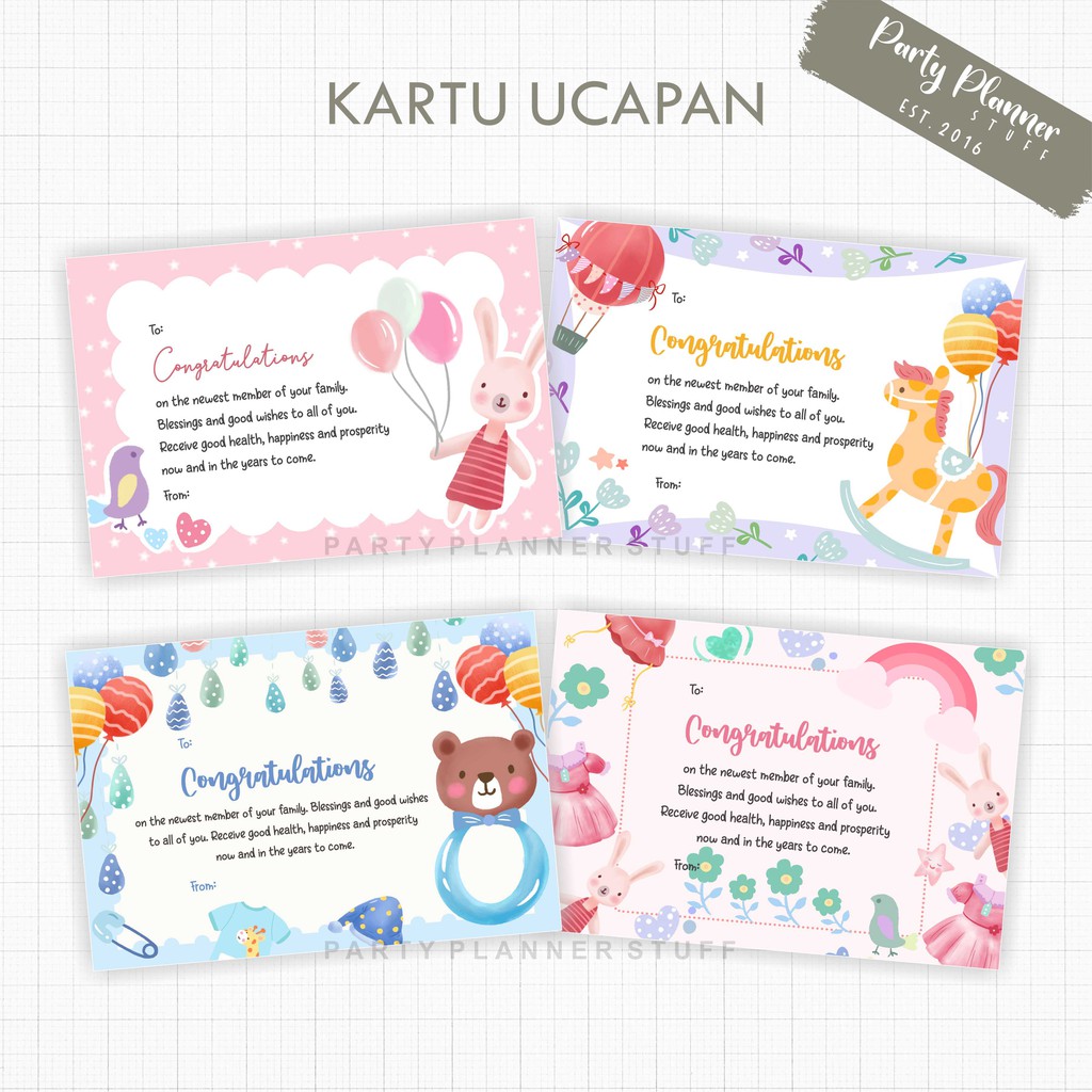 Jual Kartu ucapan congratulation baby new born / kelahiran bayi / baby boy baby girl / welcome ...
